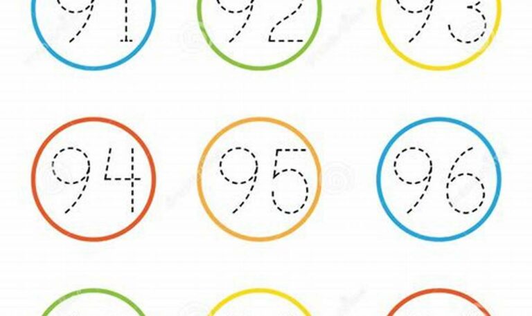 Free Tracing Numbers 91-100 Printable for Kids Activity